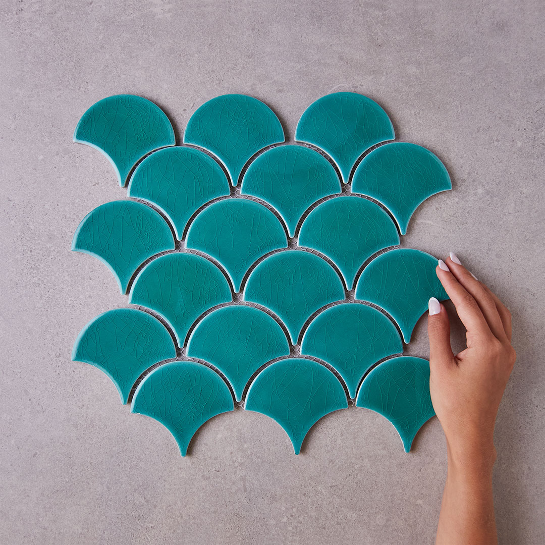 Fishscale Crackle Green - Fika Mosaicos