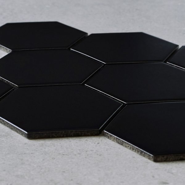 Big Hexa Matte Black - Fika Mosaicos